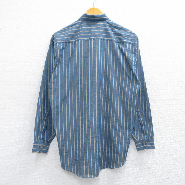 古着通販 L☆古着 長袖 シャツ メンズ 90年代 90s 紺他 ストライプ 古着通販 L☆古着 長袖 シャツ メンズ 90年代 90s 紺他 ストライプ